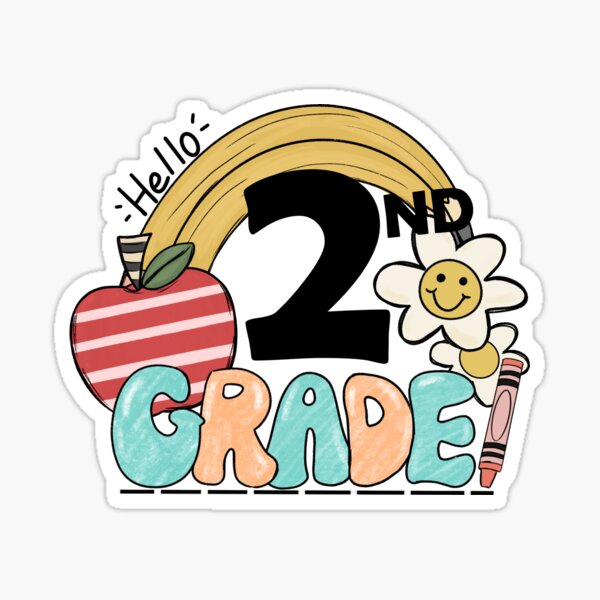 "hello, second grade" Sticker for Sale by JavierShih | Redbubble