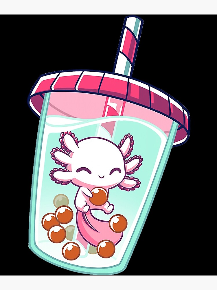 "Boba Axolotl Kawaii Axolotl Bubble Tea Boba" Canvas Print for Sale by ...