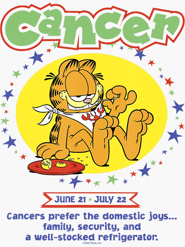 "Garfield Cancer Zodiac Sign Horoscope Humor " Sticker for Sale by ...