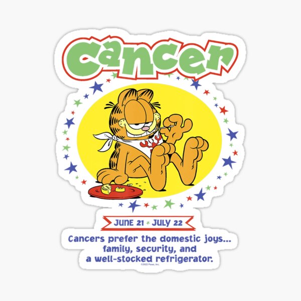 "Garfield Cancer Zodiac Sign Horoscope Humor " Sticker for Sale by ...