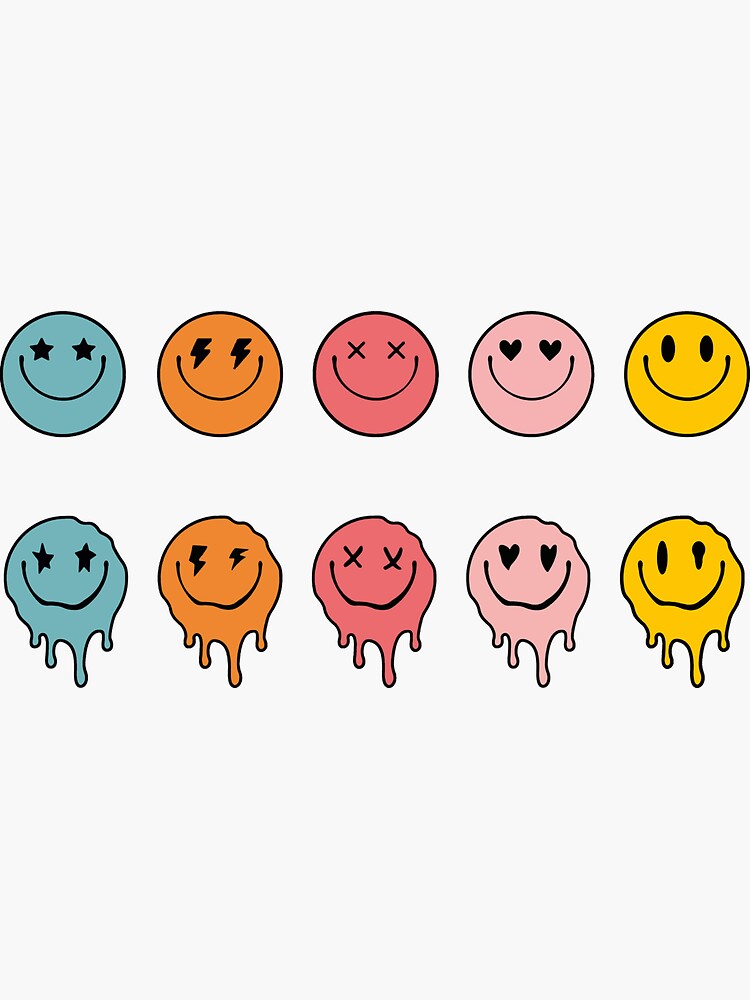 "dripping smiley face-trippy smily face" Sticker for Sale by AyarNaz ...