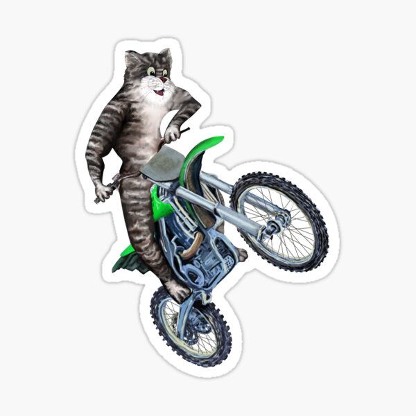 "CAT RIDING A DIRT BIKE - TRAILS BIKE CAT" Sticker for Sale by ...