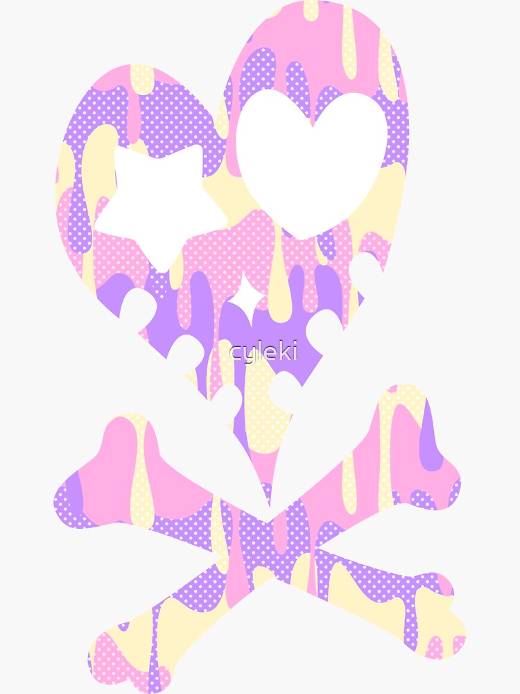 "Melty Heart Skulls and Crossbones" Sticker by cyleki | Redbubble