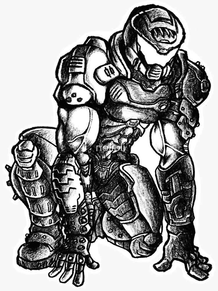 "Doom Slayer Sketch" Sticker for Sale by nolioli | Redbubble