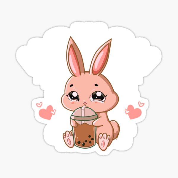 "Kawaii bunny drinking boba" Sticker for Sale by FurioInc | Redbubble