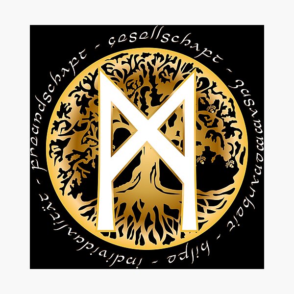 Lámina fotográfica «Runa Mannaz Árbol de la vida Runa de cumpleaños 14 ...