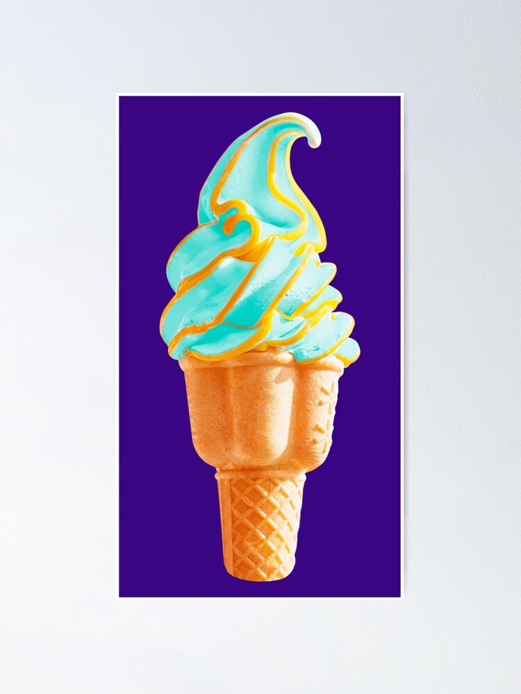"Soft Serve Blue Yellow Ice Cream Cone" Poster for Sale by BetterDaze ...