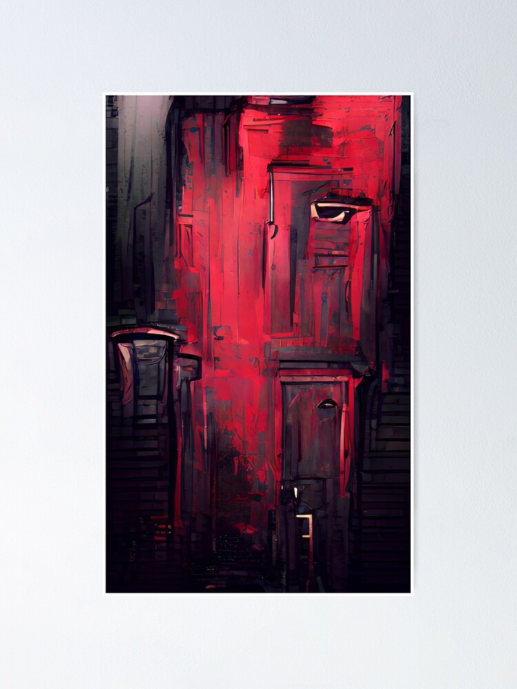 "Red Doors Creepy Art" Poster for Sale by CreepyKaleidopi | Redbubble