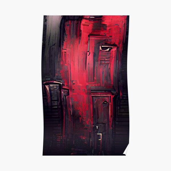 "Red Doors Creepy Art" Poster for Sale by CreepyKaleidopi | Redbubble