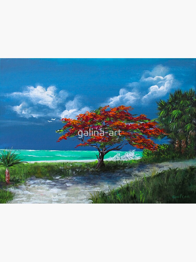 "Flamboyan Tree" Sticker for Sale by galina-art | Redbubble