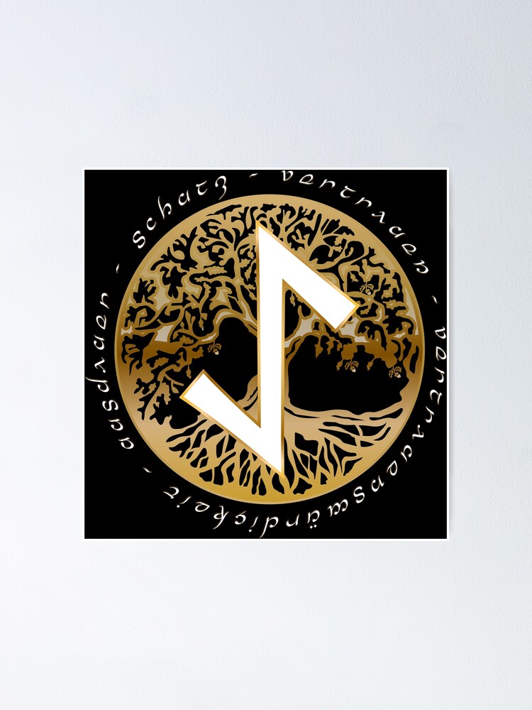 Póster «Runa Eihwaz Árbol de la vida Runa de cumpleaños Del 28 de ...