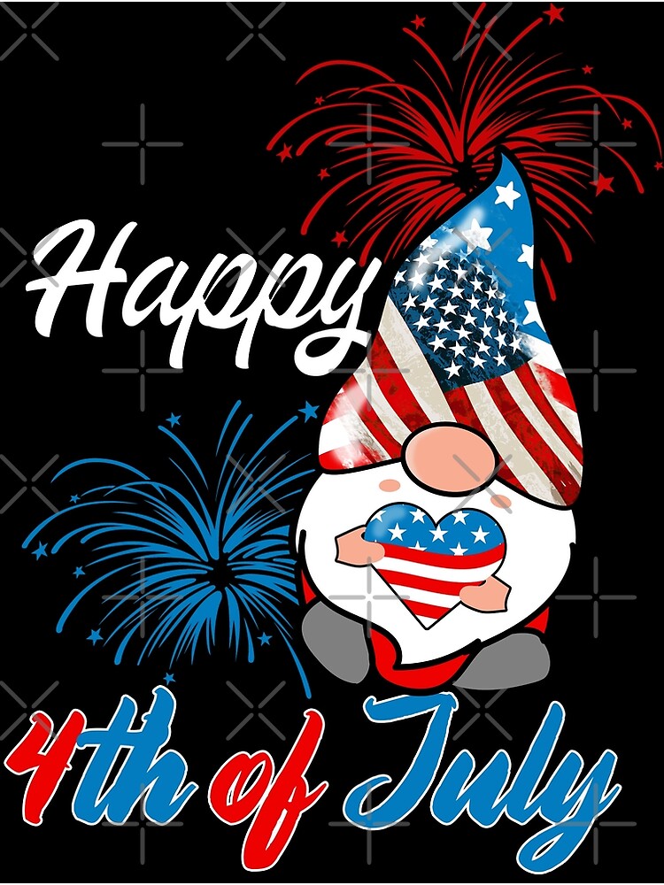 "Happy 4th of July Gnome Fireworks Patriotic" Art Print for Sale by ...