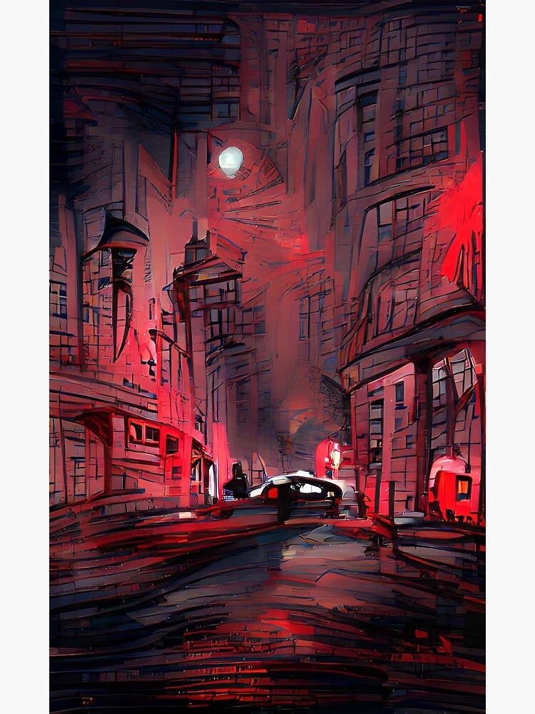 " Red Town Night Creepy Art" Poster for Sale by CreepyKaleidopi | Redbubble