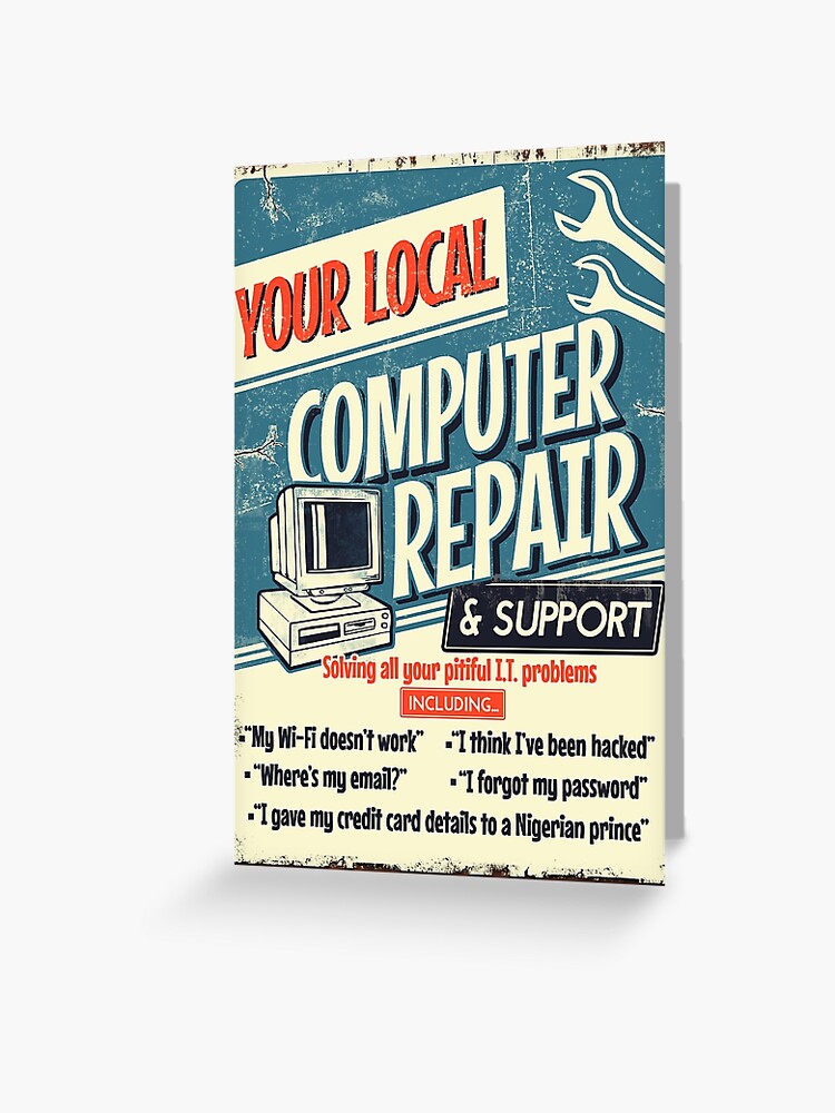 "Tech Support Computer Repair Vintage Poster Funny" Greeting Card for ...