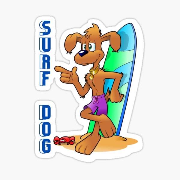 "Surf Dog" Sticker for Sale by StarBluArte | Redbubble