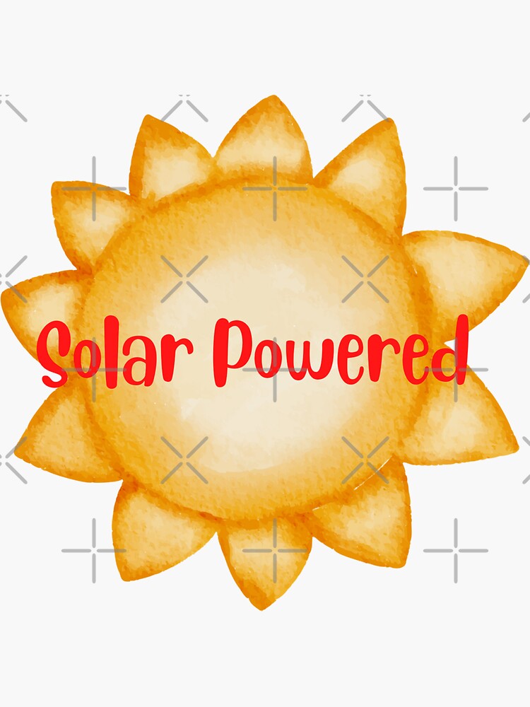 " Solar Powered - red font" Sticker for Sale by Copperandowl | Redbubble