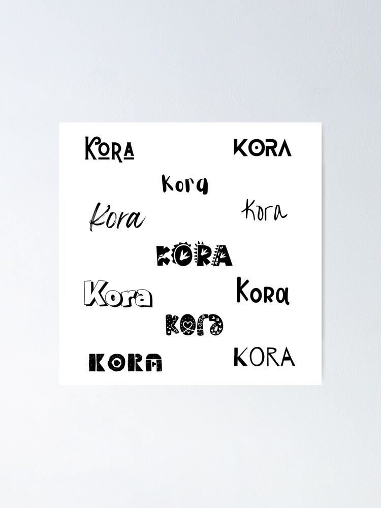 "Kora stickers in 10 different fonts" Poster for Sale by magleen ...