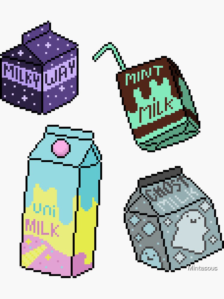 "Pixel Magic Milk" Sticker by Mintasous | Redbubble
