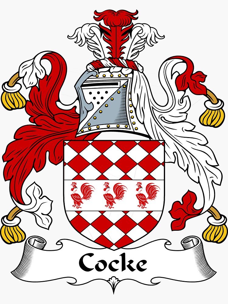"Cock or Cocke" Sticker for Sale by HaroldHeraldry | Redbubble