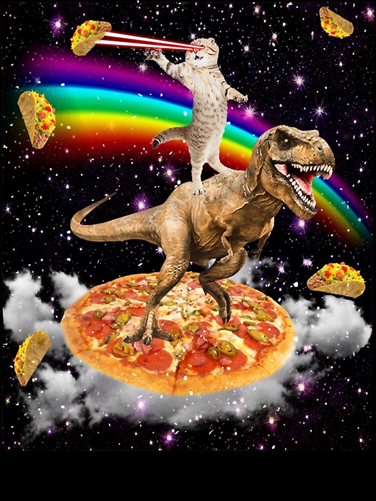 Pegatina «Galaxy Laser Eye Cat en dinosaurio en pizza con tacos y amp ... Pegatina «Galaxy Laser Eye Cat en dinosaurio en pizza con tacos y amp ...