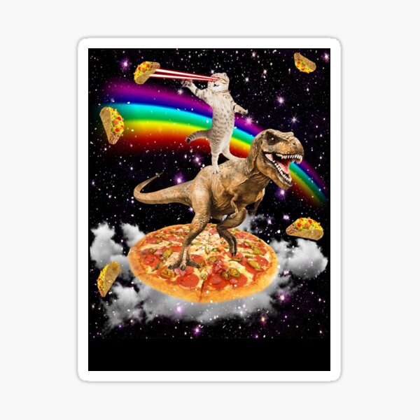 Pegatina «Galaxy Laser Eye Cat en dinosaurio en pizza con tacos y amp ... Pegatina «Galaxy Laser Eye Cat en dinosaurio en pizza con tacos y amp ...