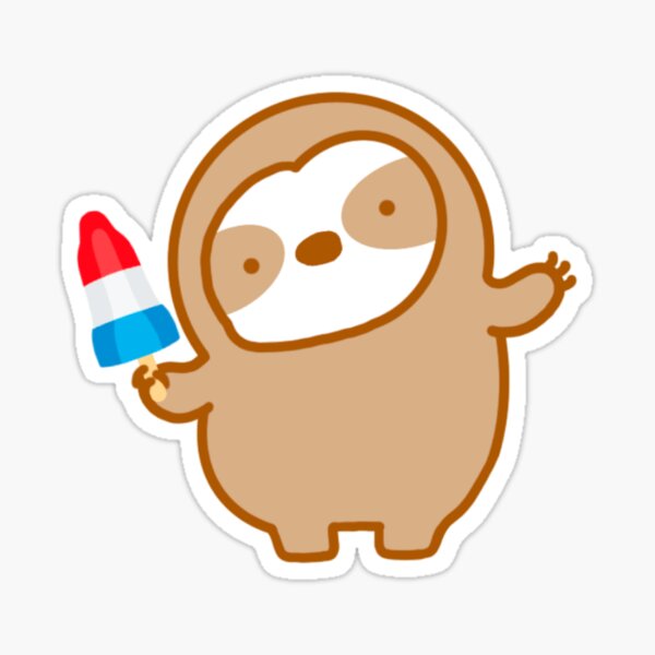 "Patriotic Fourth of July Popsicle Sloth" Sticker for Sale by ...