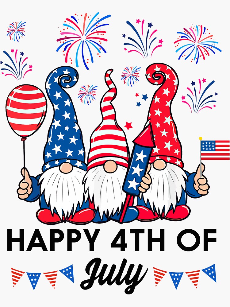 "Gnomes Cute Happy 4th of July" Sticker for Sale by RalphsKew | Redbubble