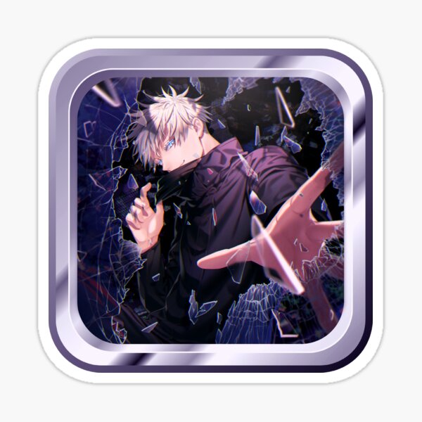 "Blue-Eyed Gojo (on Blue)" Sticker for Sale by epinkb | Redbubble