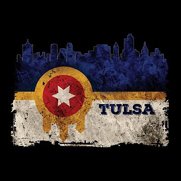 "New Tulsa Flag Skyline Vintage Distressed Tulsa Oklahoma " Sticker for ...