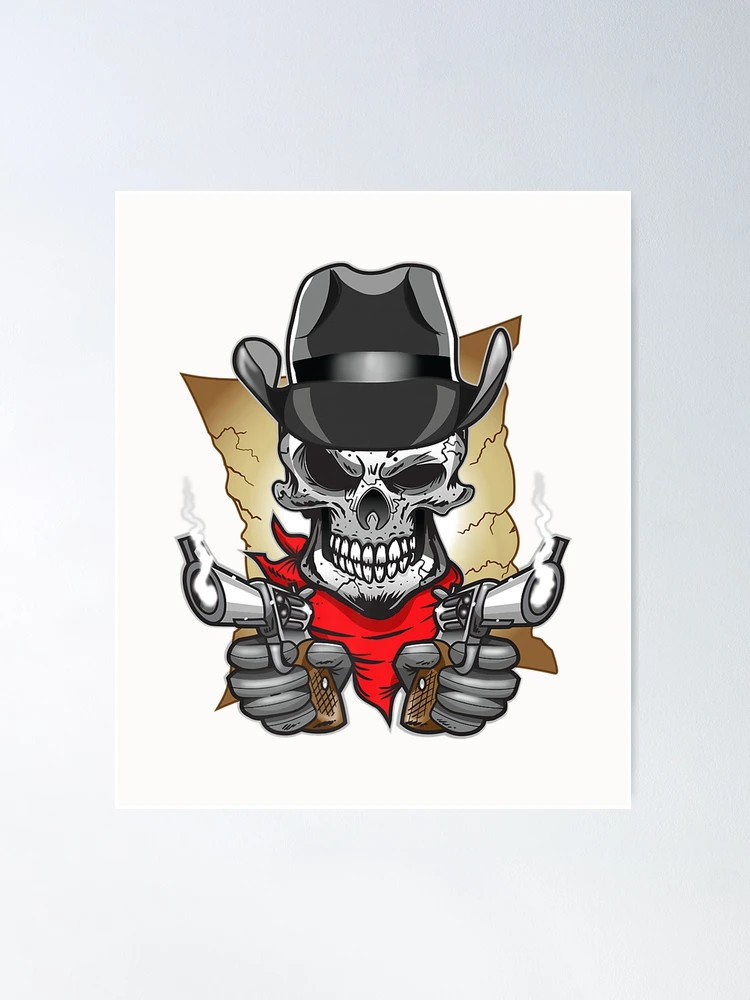 Outlaw Skull With Guns