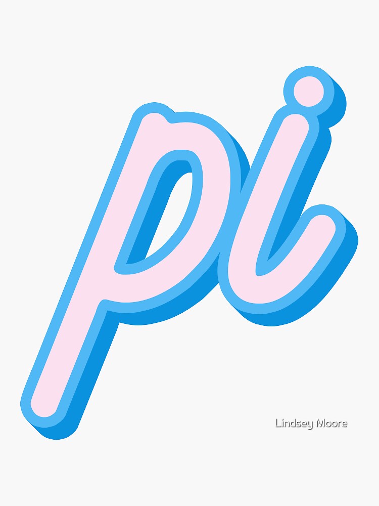 "Pi - pink/blue script" Sticker by lindseymorrison | Redbubble