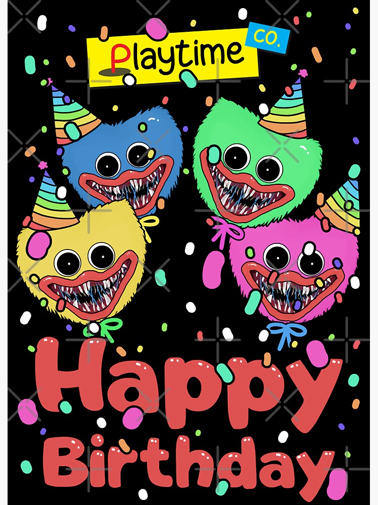 "Poppy Playtime Huggy Wuggy Playtime co Birthday Card 2 Design" Sticker ...