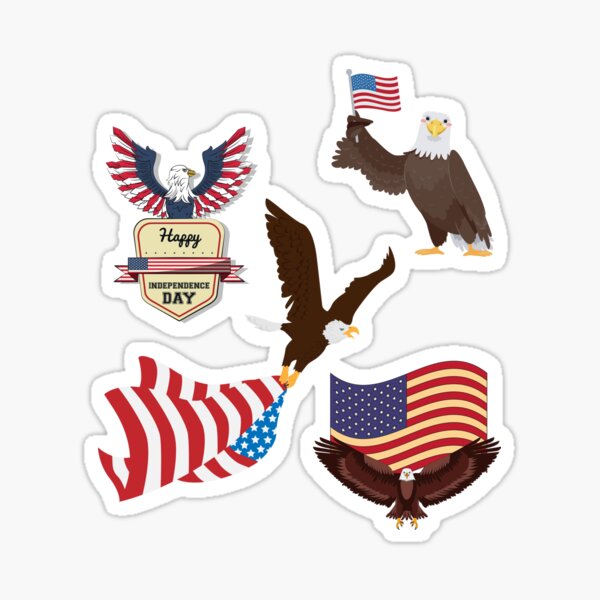 "bald eagle sticker pack, American flag eagle. independence day sticker ...