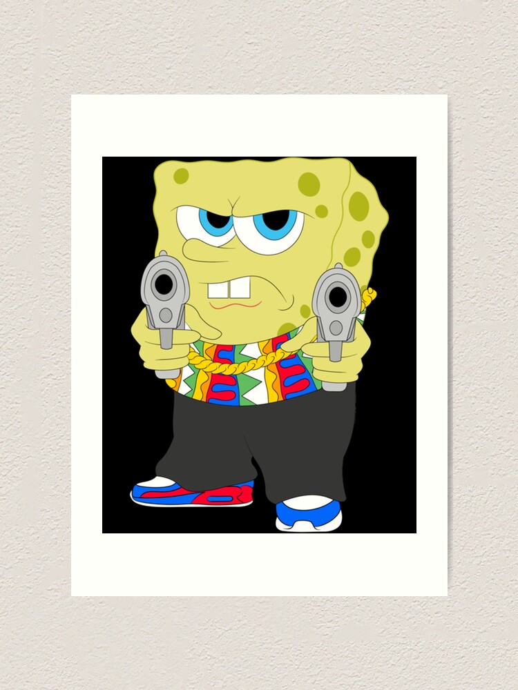 "Gangster Spongebob meme 90s Thug Cartoon Drip meme " Art Print for ...