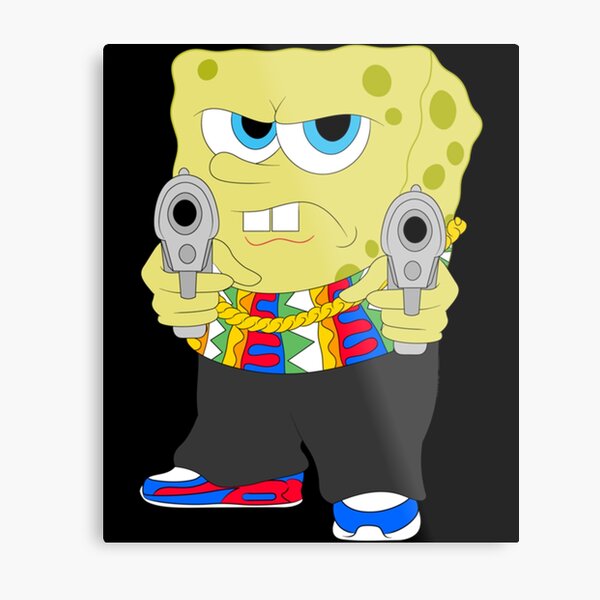 "Gangster Spongebob meme 90s Thug Cartoon Drip meme " Metal Print for ...