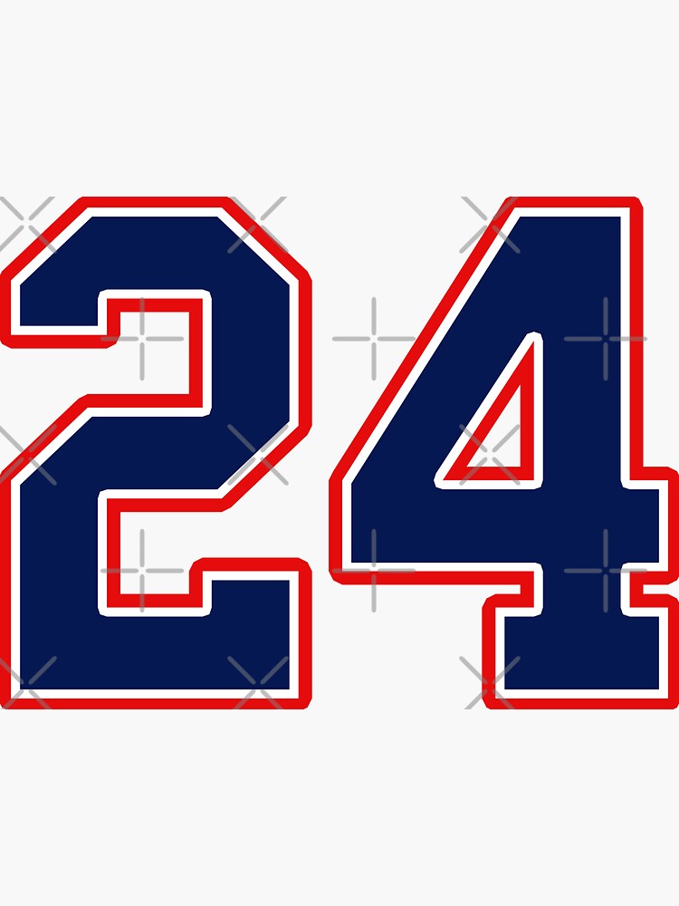 Pegatina «Jersey deportivo número veinticuatro 24» de MSBDesign | Redbubble
