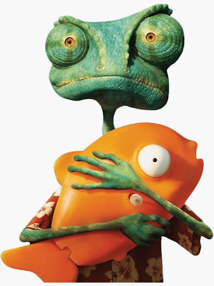 "Rango holding a fish " Sticker for Sale by duguayshoughr | Redbubble