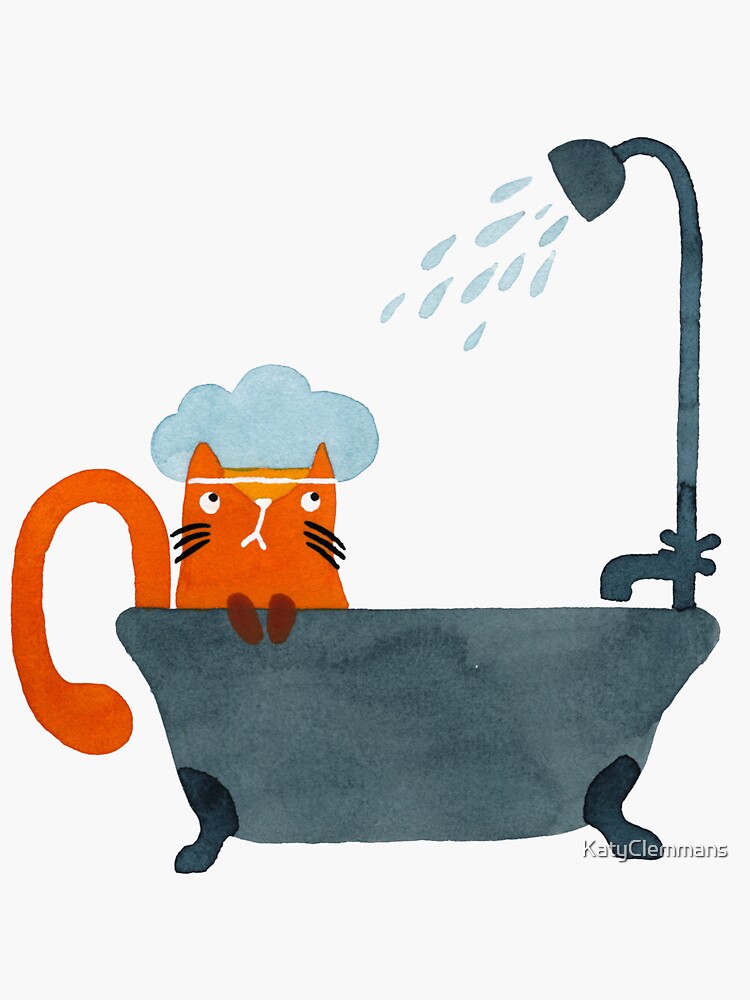 "Showers Incoming watercolour cat painting" Sticker for Sale by ...