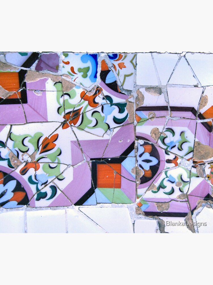 "Gaudi Tile Barcelona Architecture violet mosaic flowers" Sticker for ...