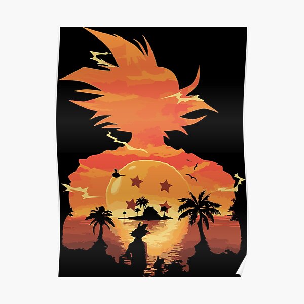 "Son Goku Summer Sunset Dragon Ball Retro Vintage" Poster for Sale by ...