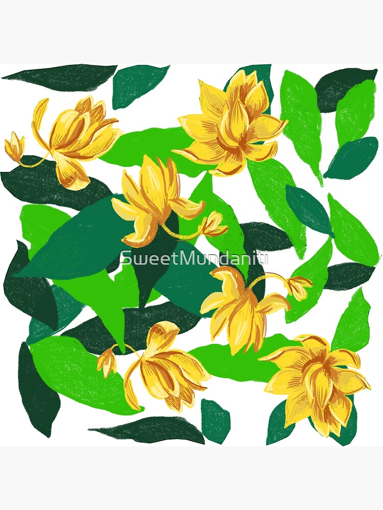 "Magnolia Champak flowers floral Pattern Yellow Green Sampige" Poster ...
