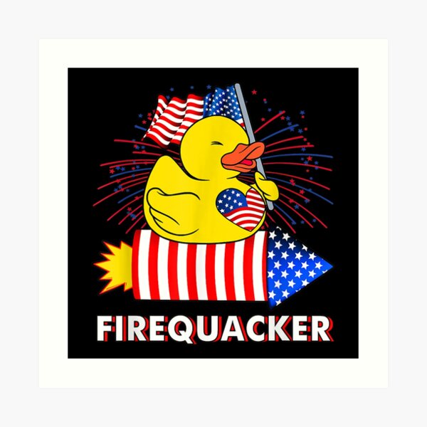 "Firequacker Duck 4th of July Fireworks America US FLag" Art Print for ...