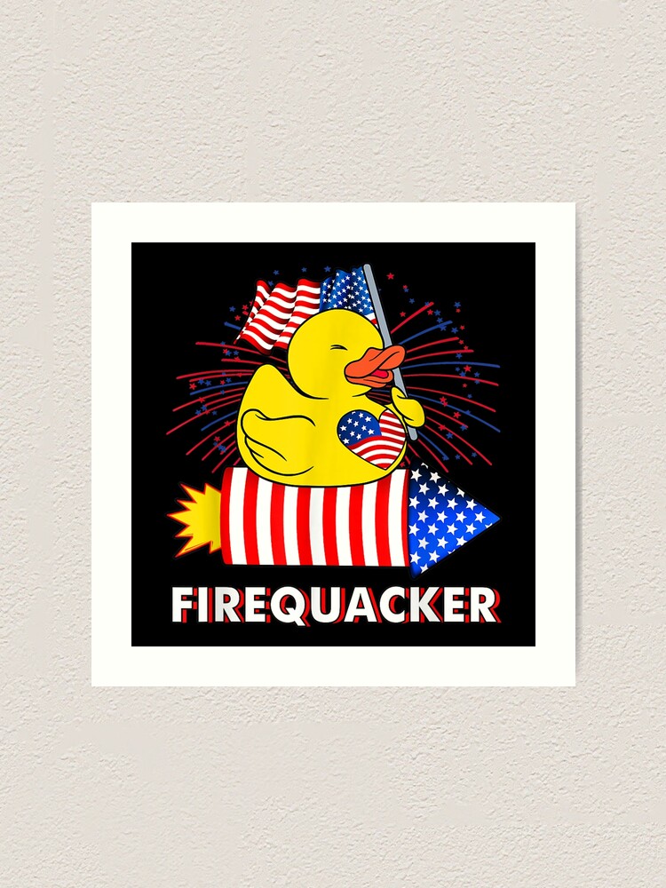 "Firequacker Duck 4th of July Fireworks America US FLag" Art Print for ...