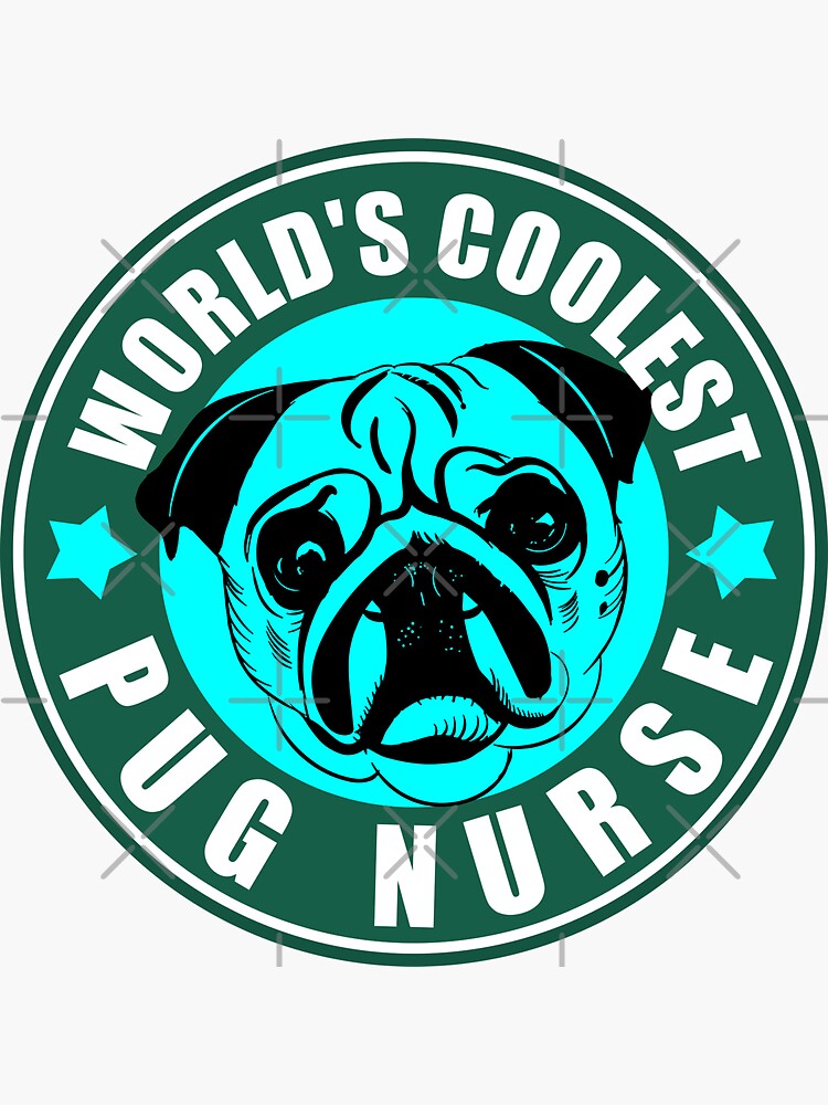 "World's Coolest Pug Nurse Small Pug Head" Sticker for Sale by Pugstuff ...