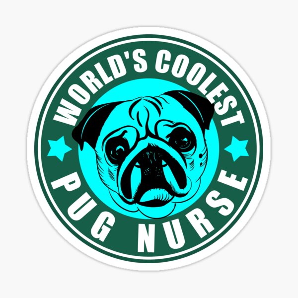 "World's Coolest Pug Nurse Small Pug Head" Sticker for Sale by Pugstuff ...
