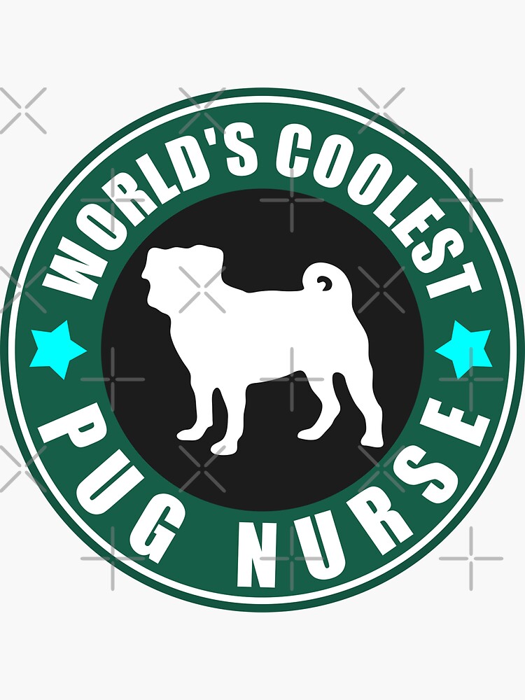 "World's Coolest Pug Nurse Small Pug Silhouette" Sticker for Sale by ...