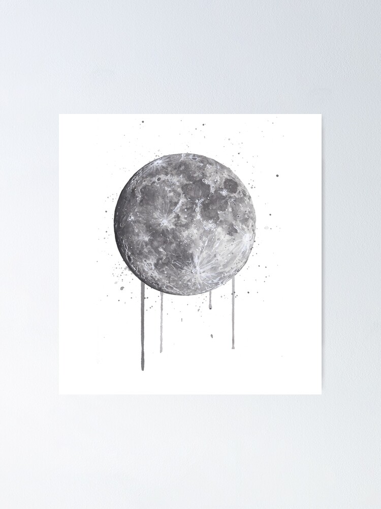 "Splatter Paint Moon | Watercolour Painting" Poster for Sale by ...