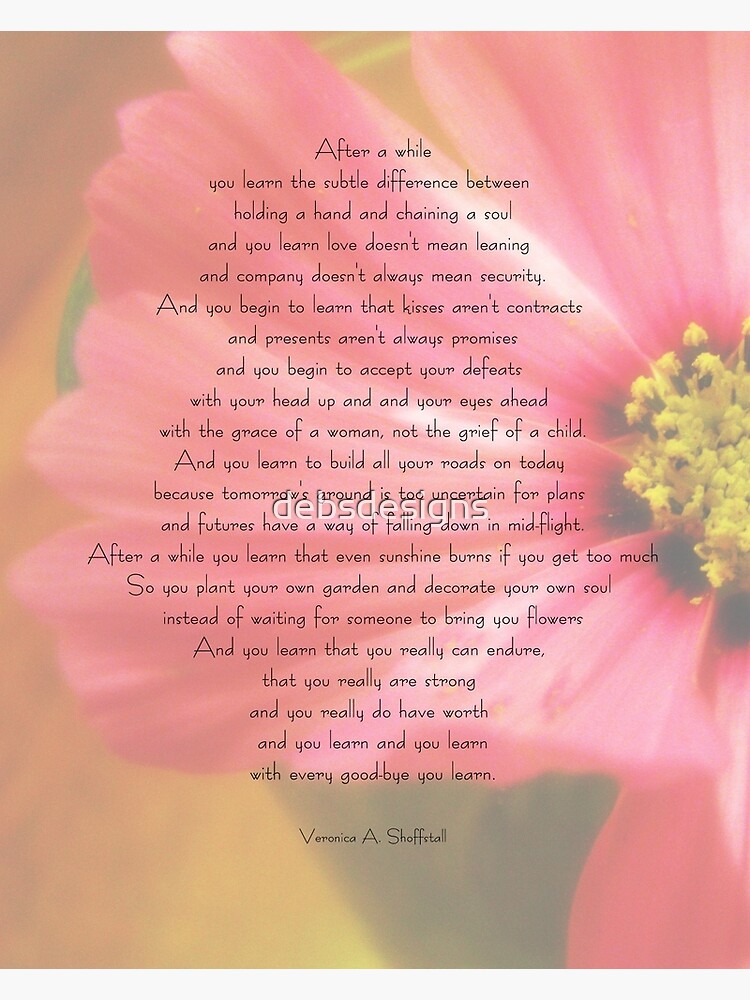 After A While Poem With Flower Background Canvas