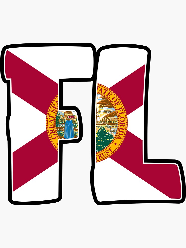 "Florida State Flag 2-Letter Abbreviation Sticker" Sticker for Sale by ...