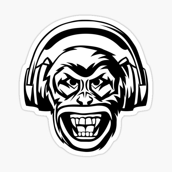 "Monkey with headphones" Sticker for Sale by KoopTroop | Redbubble